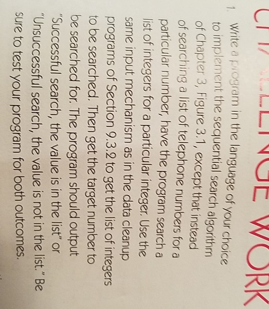 Solved .OE WORK Write a plogram in the language of your | Chegg.com