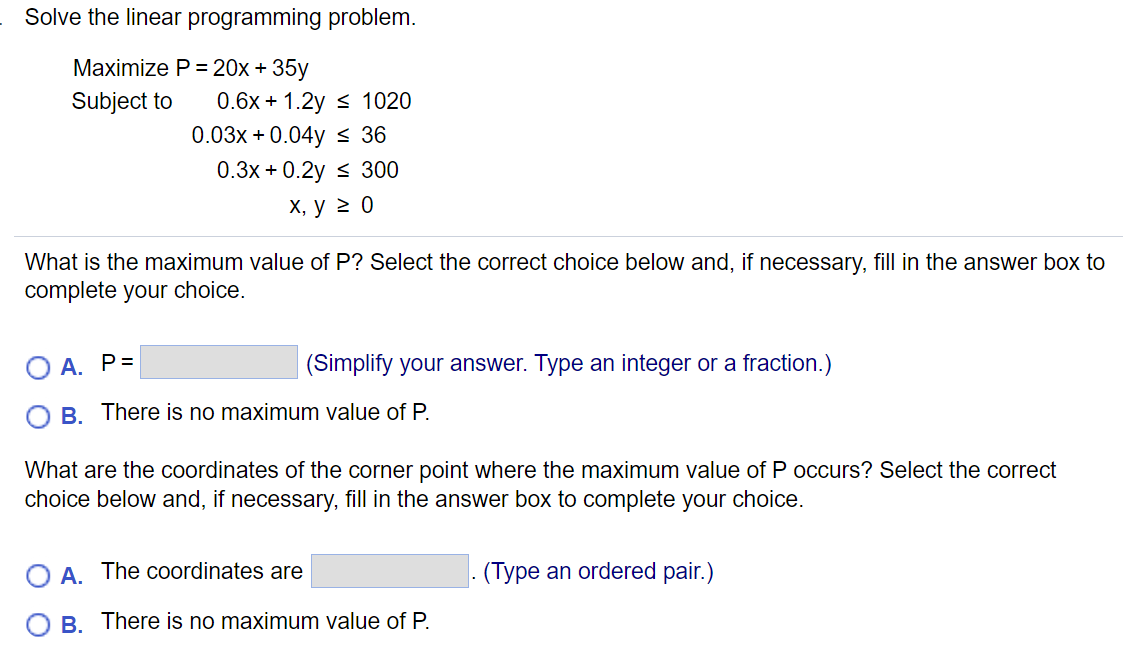 Solved Solve the linear programming problem. Maximize | Chegg.com