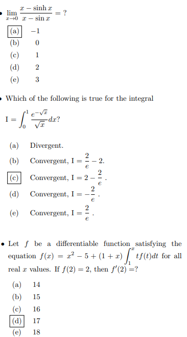 Solved limx→0x−sinxx−sinhx=? (a) −1 (b) 0 (c) 1 (d) 2 (e) 3 | Chegg.com