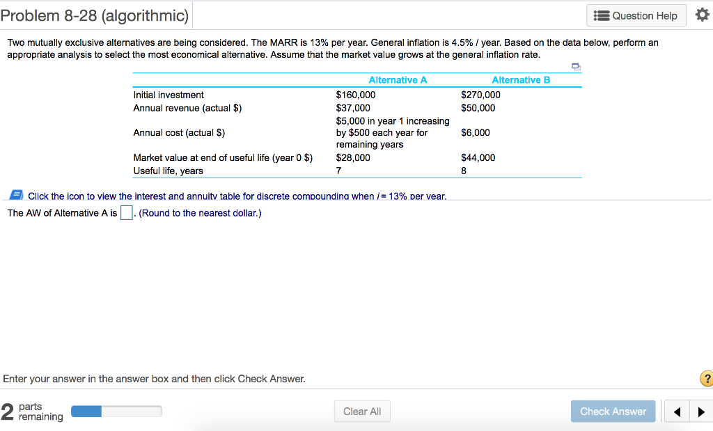 Solved Problem 8-28 (algorithmic) EQuestion Help Two | Chegg.com Solved Problem 8-28 (algorithmic) EQuestion Help Two | Chegg.com