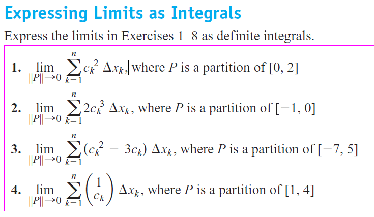 Solved Expressing Limits as Integrals Express the limits in | Chegg.com