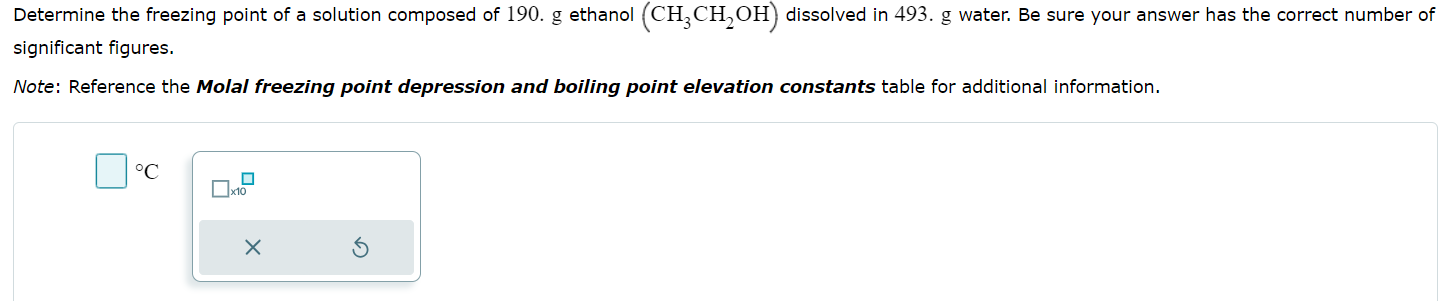 Solved Determine the freezing point of a solution composed | Chegg.com