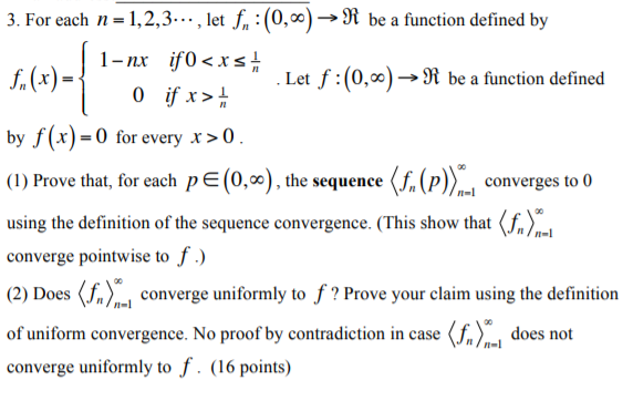 Solved 3 For Each N 123 Let Fr 000 R Be A 