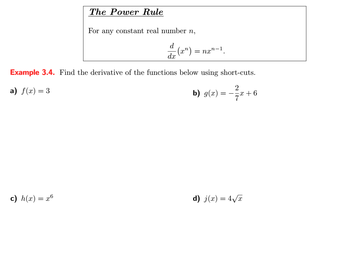 Solved The Power Rule For any constant real number n, | Chegg.com