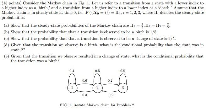 Solved (15 points) Consider the Markov chain in Fig. 1. Let | Chegg.com Solved (15 points) Consider the Markov chain in Fig. 1. Let | Chegg.com