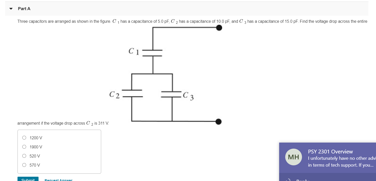 Solved Part A Three capacitors are arranged as shown in the | Chegg.com