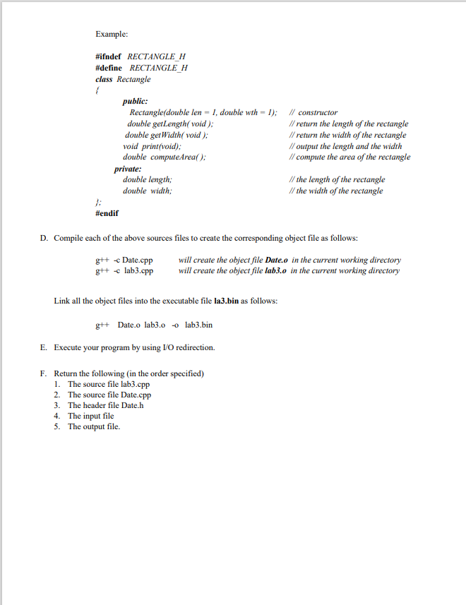 Solved A. Define a class named Date with three private data | Chegg.com