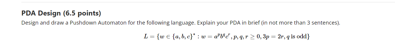 Solved PDA Design (6.5 points) Design and draw a Pushdown | Chegg.com
