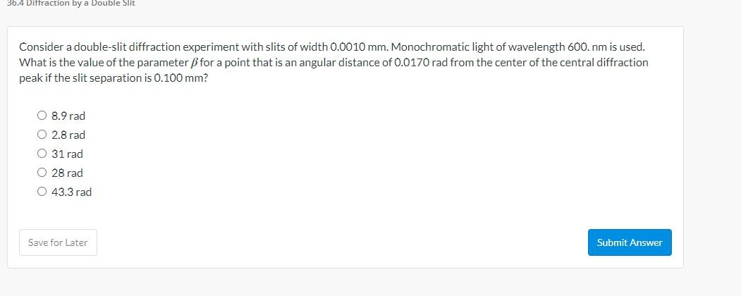 Solved Consider a double-slit diffraction experiment with | Chegg.com