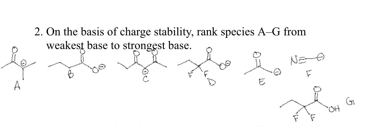 Solved 2. On the basis of charge stability, rank species A-G | Chegg.com