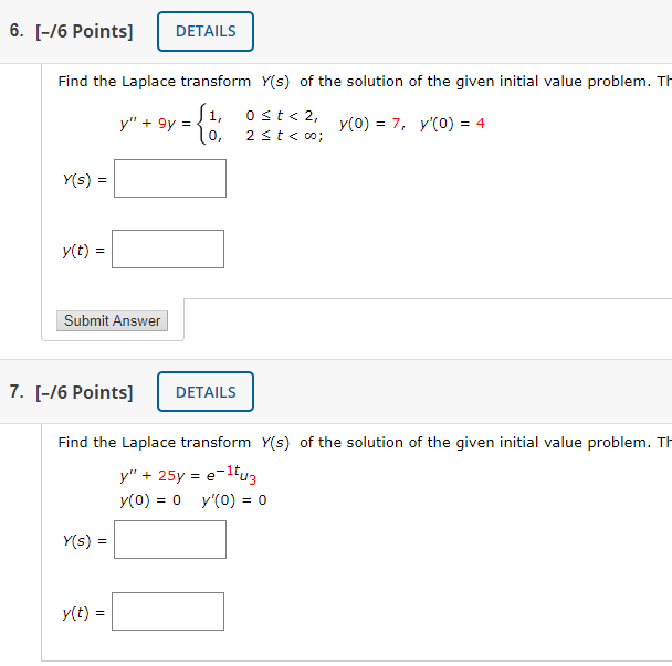 Solved 6. [-16 Points] DETAILS Find the Laplace transform | Chegg.com