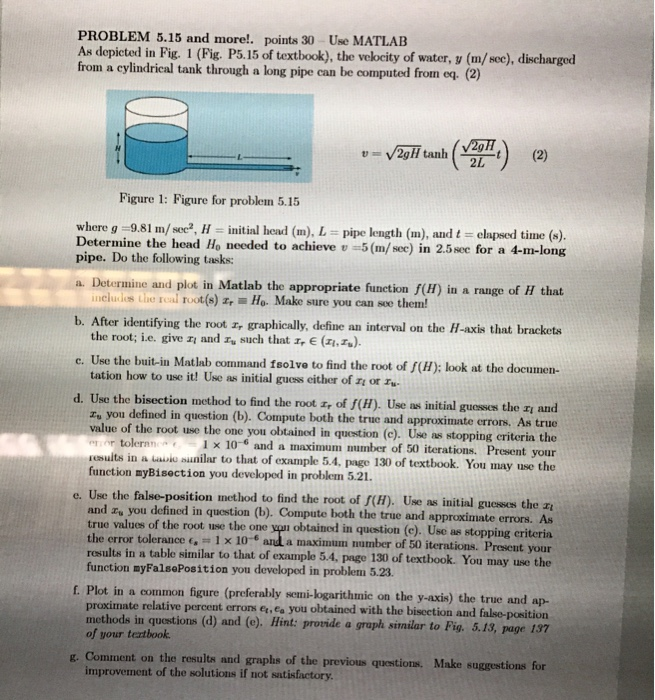 Solved PROBLEM 5.15 and more!. points 30 Use MATLAB As | Chegg.com