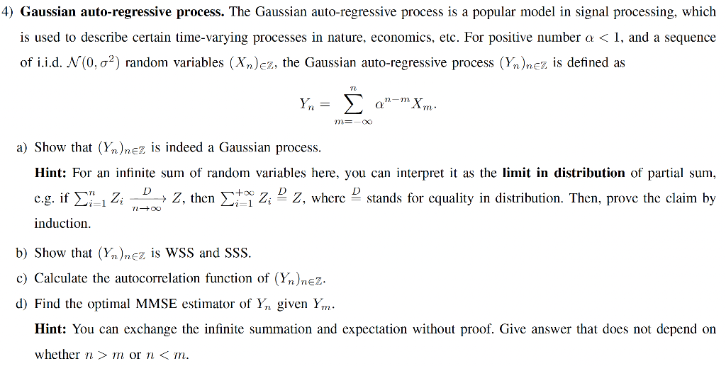 4) Gaussian auto-regressive process. The Gaussian | Chegg.com