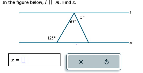 Solved In the figure below, l∥m. Find x. | Chegg.com