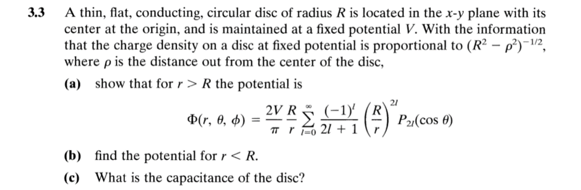 Solved 3.3 A thin, flat, conducting, circular disc of radius | Chegg.com