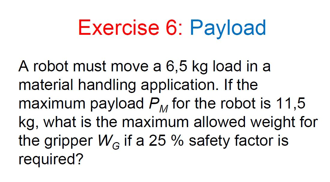 Solved Exercise 6: Payload A robot must move a 6,5 kg load | Chegg.com