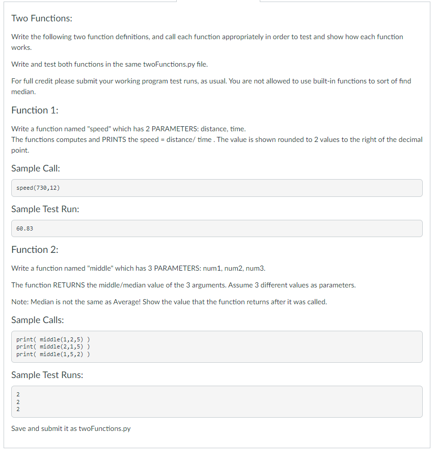 Solved Two Functions: Write the following two function | Chegg.com