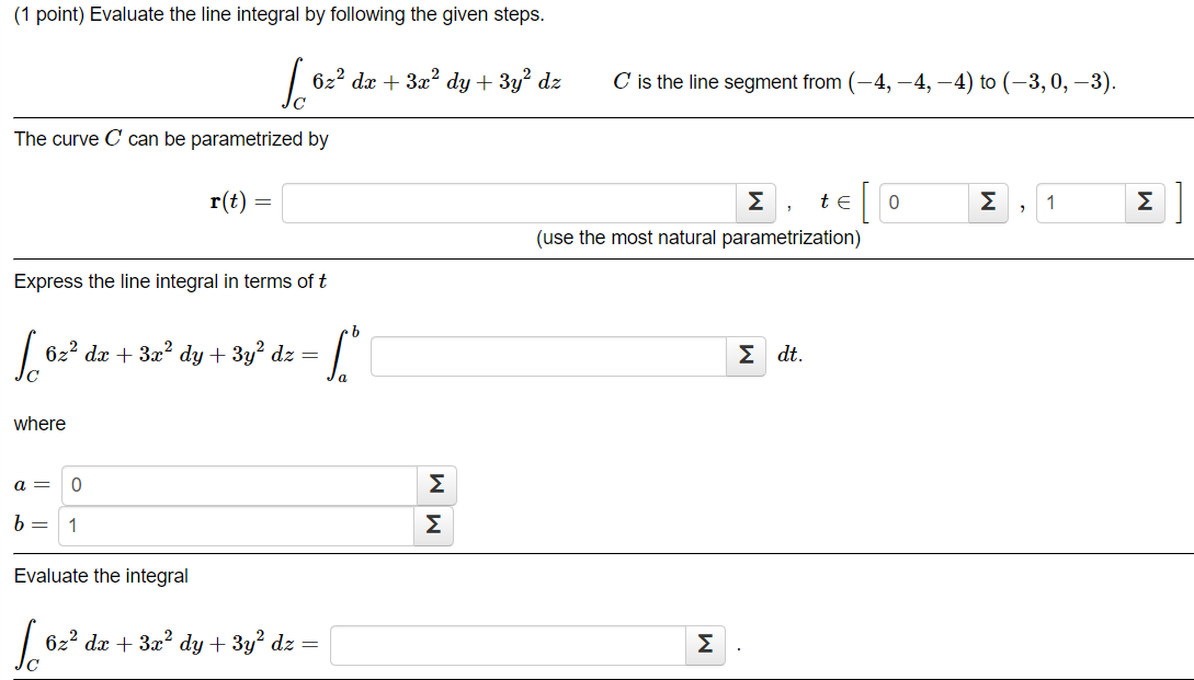Solved (1 point) Evaluate the line integral by following the | Chegg.com