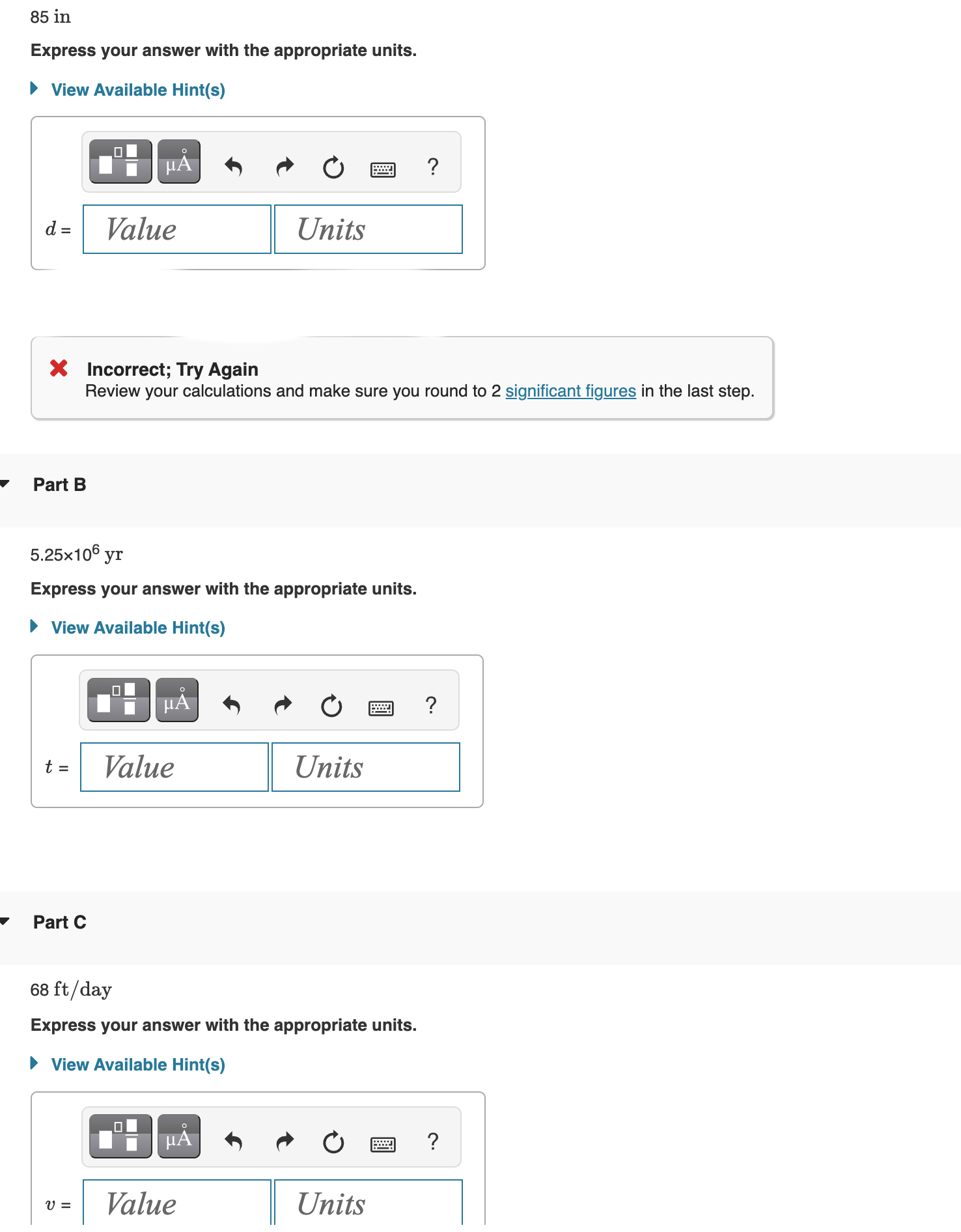Solved 85 ﻿inExpress your answer with the appropriate | Chegg.com