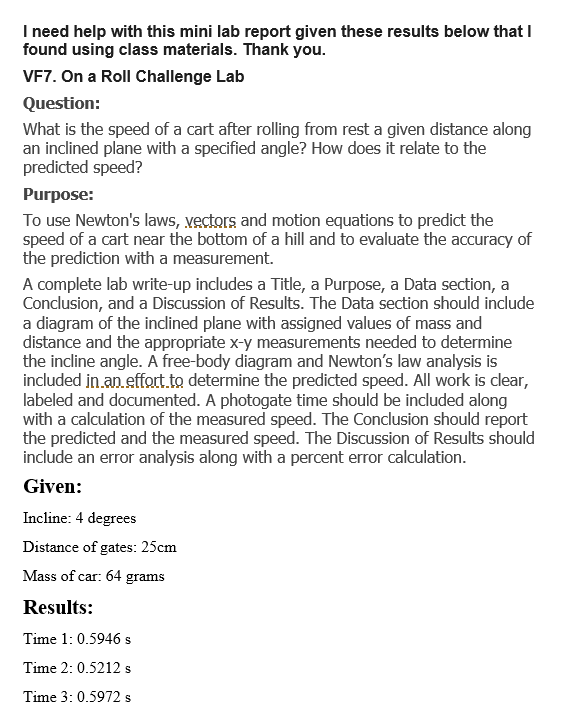 Solved I would like help with finding the speed of the cart | Chegg.com
