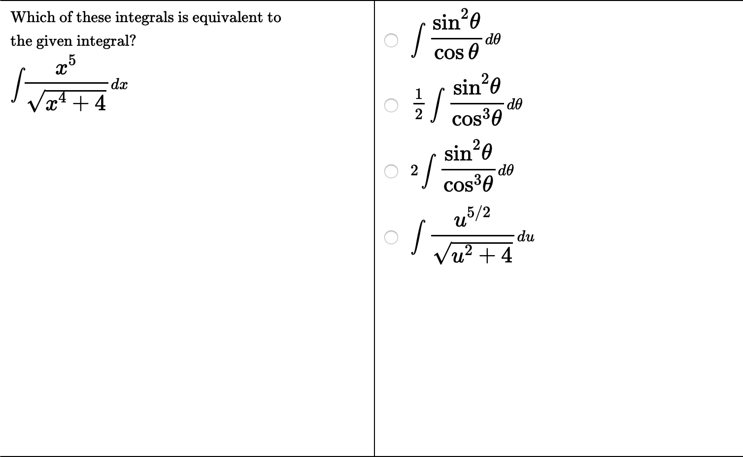 Solved Which of these integrals is equivalent to the given | Chegg.com