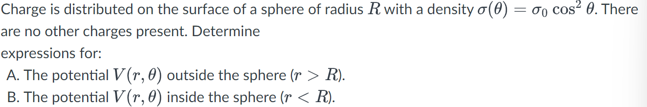 Solved Charge is distributed on the surface of a sphere of | Chegg.com
