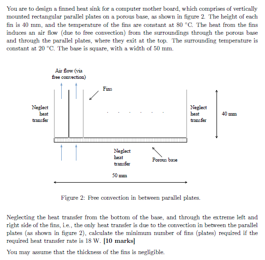 Solved You are to design a finned heat sink for a computer | Chegg.com