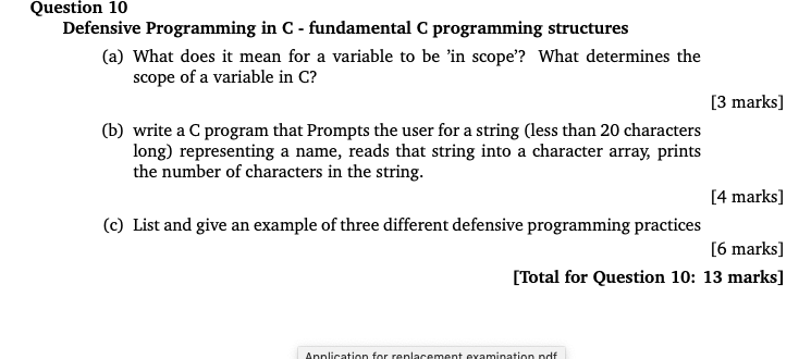 Solved Question 10 Defensive Programming in C - fundamental | Chegg.com