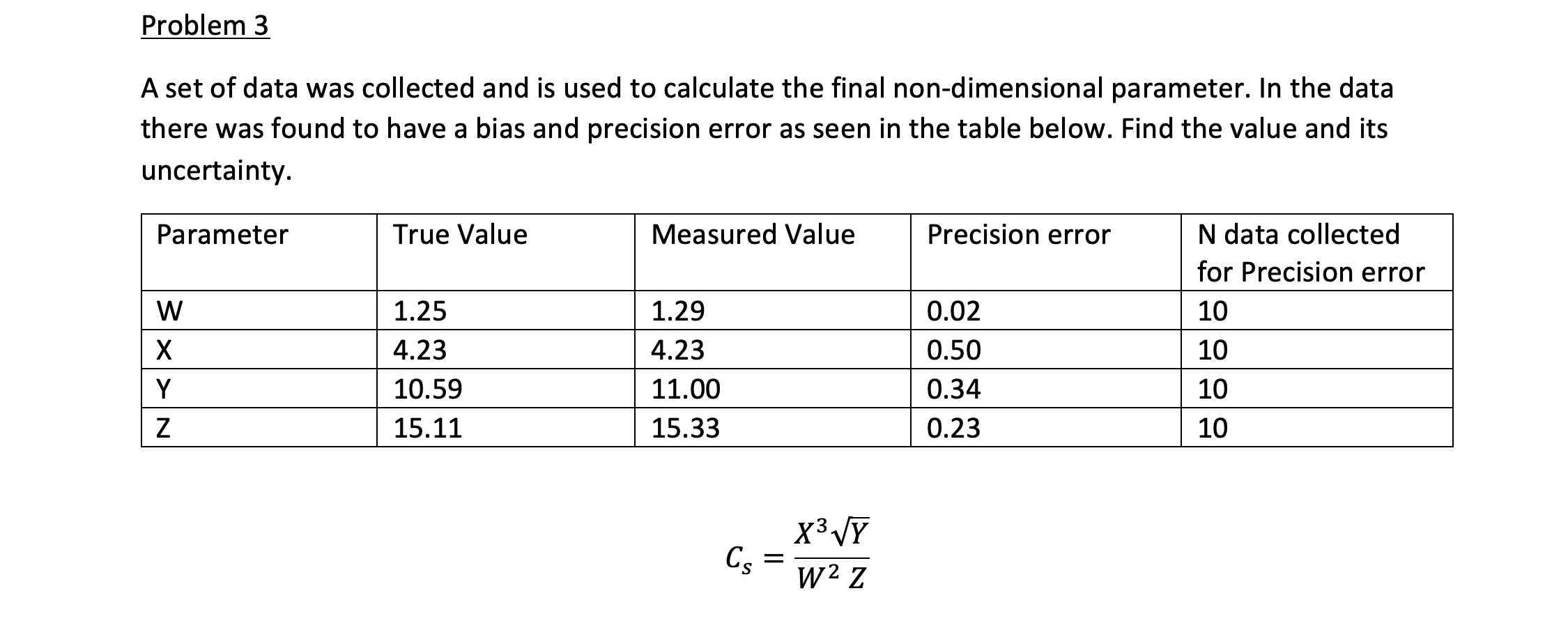 Solved A set of data was collected and is used to calculate | Chegg.com