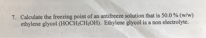Solved Calculate the freezing point of an antifreeze | Chegg.com
