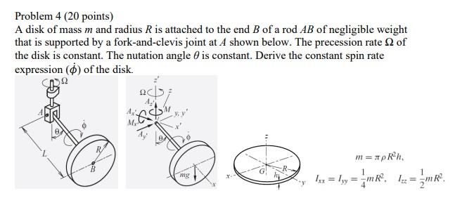 Solved Problem 4 (20 points) A disk of mass m and radius R | Chegg.com