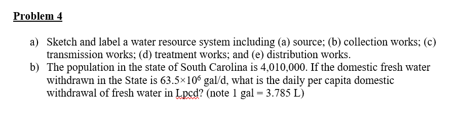 Solved Problem4 a) Sketch and label a water resource system | Chegg.com