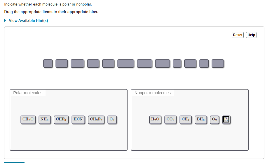 Solved Indicate whether each molecule is polar or nonpolar. | Chegg.com