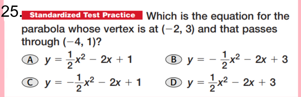 Solved Standardized Test Practice Which is the equation for | Chegg.com