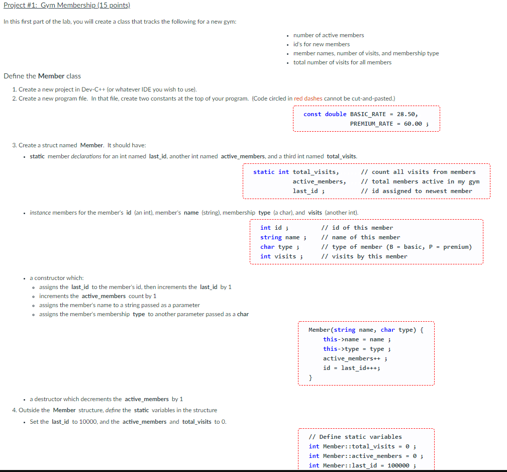 Solved Project #1: Gym Membership (15 points) In this first | Chegg.com