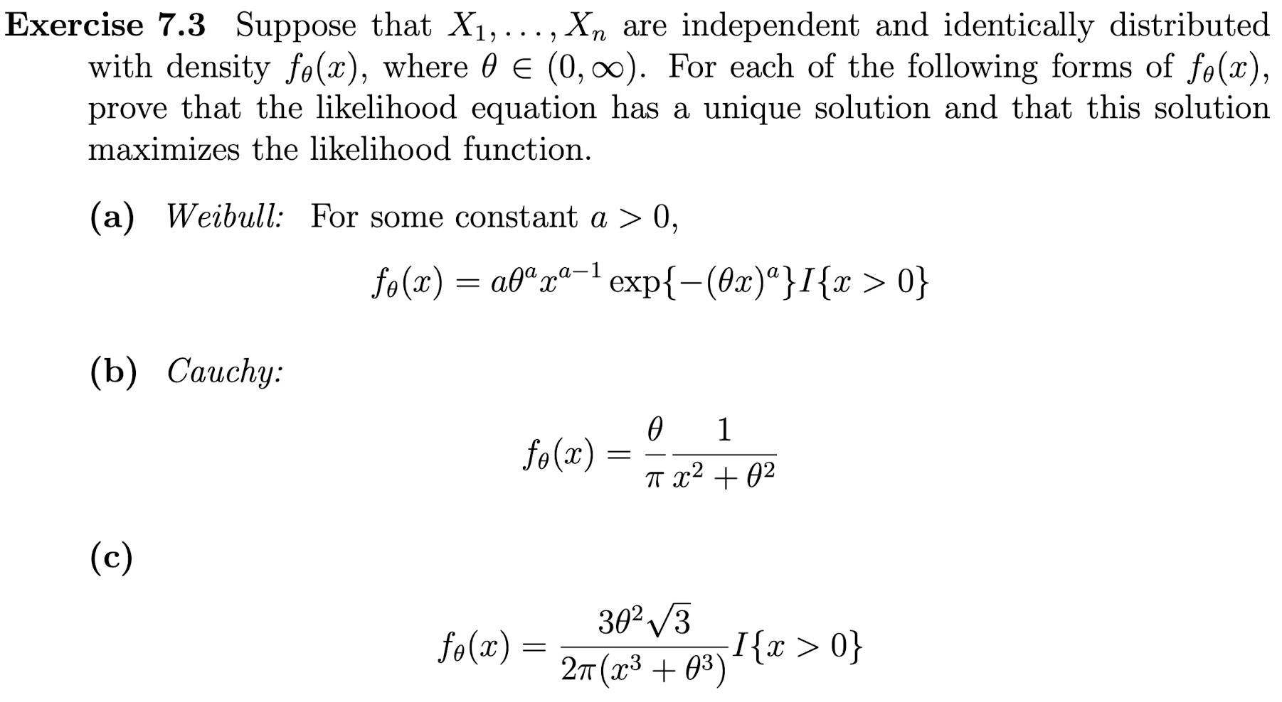 Solved Exercise 7.3 Suppose that X1,…,Xn are independent and | Chegg.com