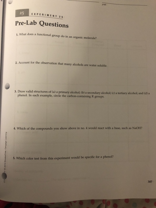 Solved 25 EXPERIMENT 25 Pre-Lab Questions 1. What does a | Chegg.com