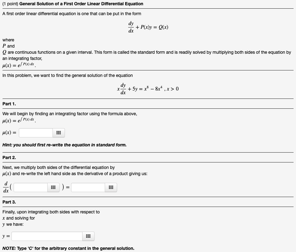 Solved A first order linear differential equation is one | Chegg.com