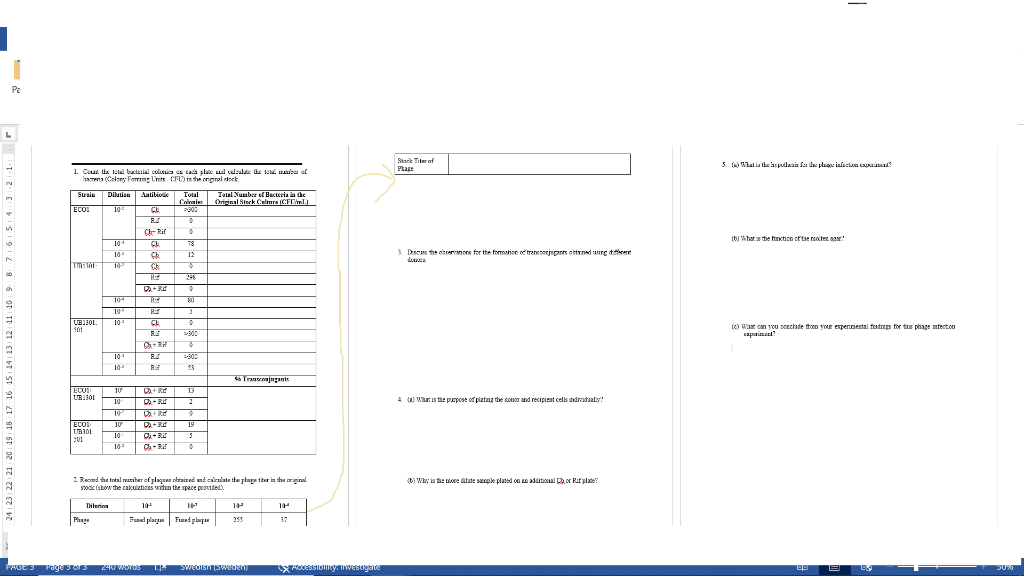 Count the total bacterial colonies on each plate and | Chegg.com