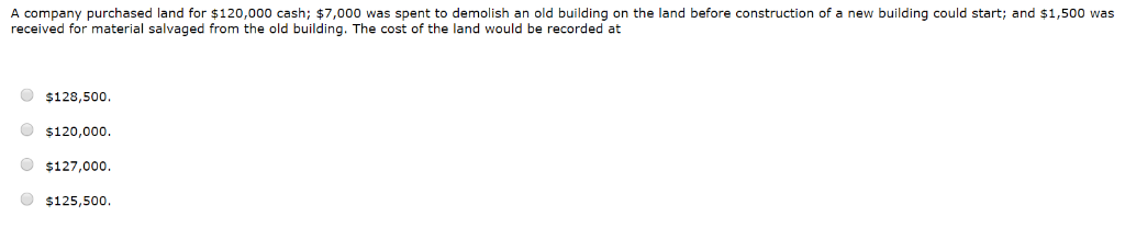 Solved A company purchased land for $120,000 cash; $7,000 | Chegg.com