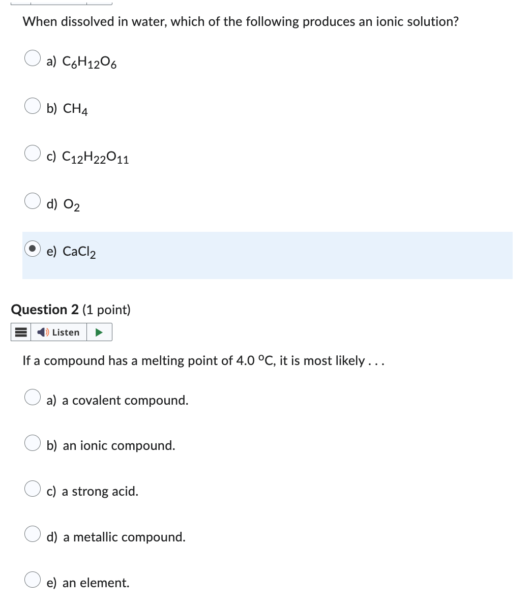 Solved When dissolved in water, which of the following | Chegg.com