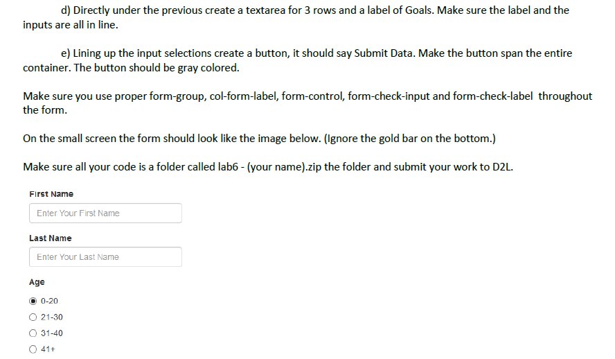 Solved GOAL: Create a web page that will have responsive web | Chegg.com