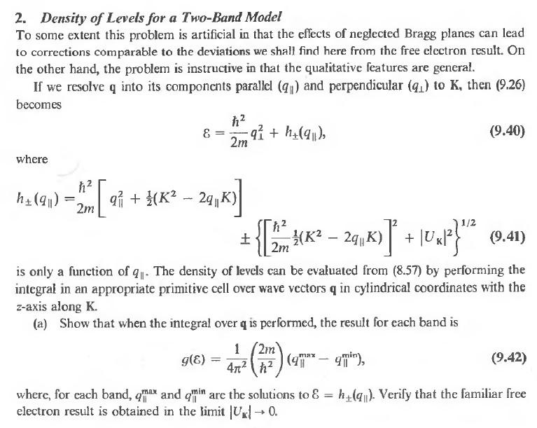 Solved 2. Density of Levels for a Two-Band Model To some | Chegg.com