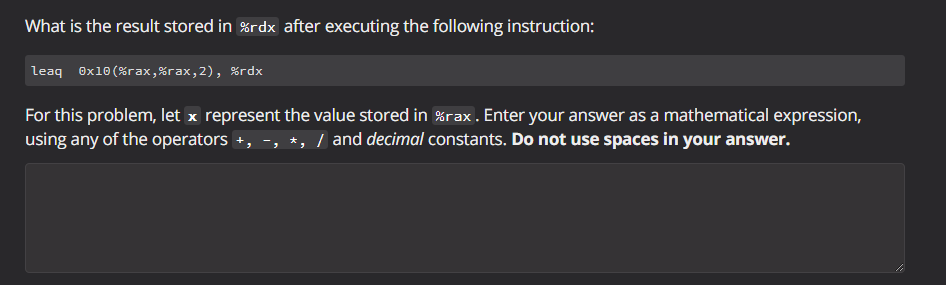 Solved What is the result stored in \%rdx after executing | Chegg.com