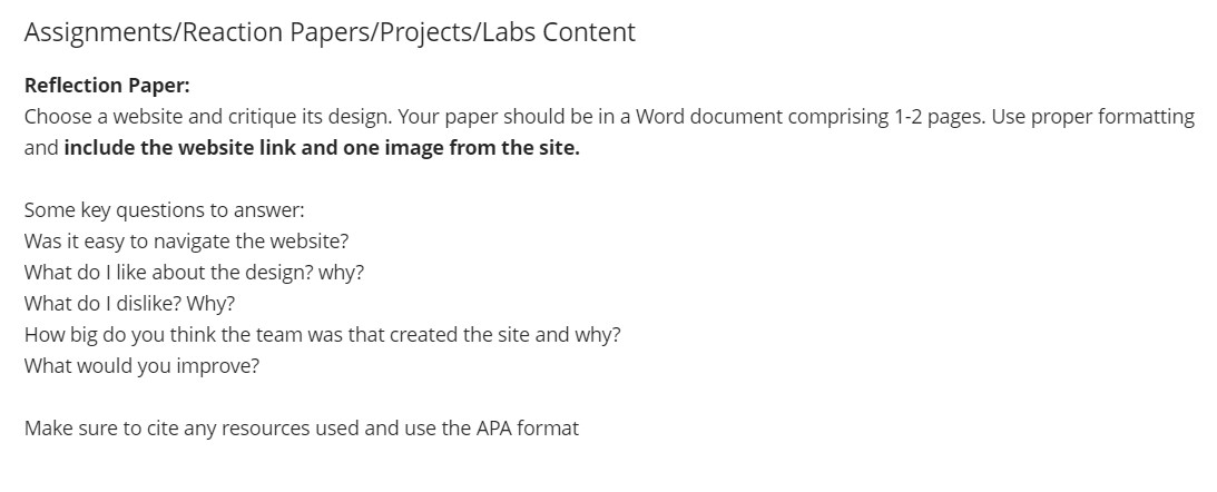 Solved Assignments/Reaction Papers/Projects/Labs | Chegg.com