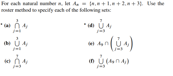 Solved For each natural number n, let An - In.n+1,n + 2,n + | Chegg.com