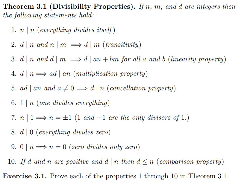 Solved Theorem 3.1 (Divisibility Properties). If n, m, and d | Chegg.com