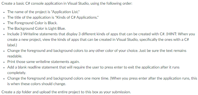 Solved Create A Basic C Console Application In Visual 7932