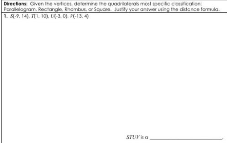 Solved Directions: Given the vertices, determine the | Chegg.com