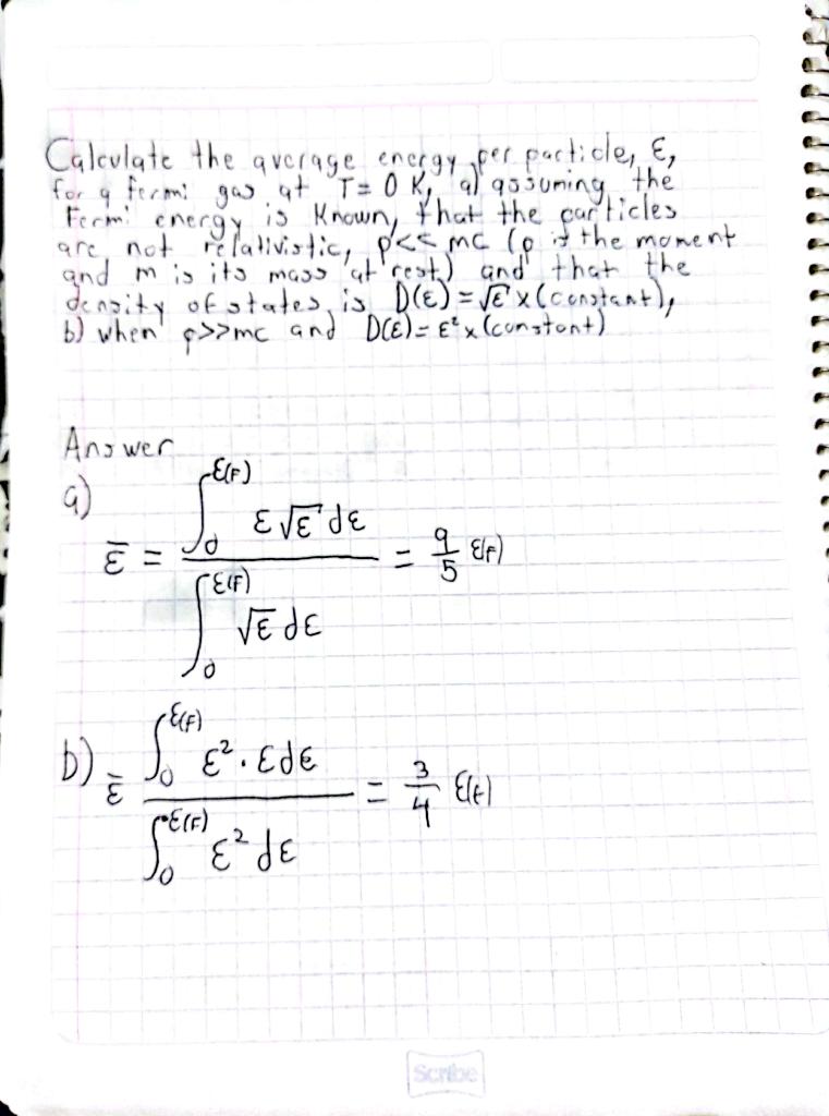 Solved for Calculate the average energy per particle, E₂ | Chegg.com